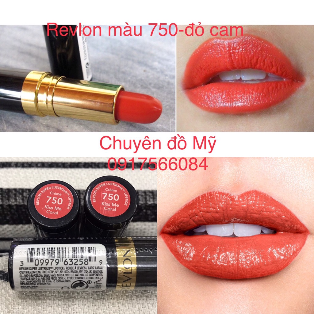 Son lì Revlon Supper Lustrous 750 Kiss Me Coral màu đỏ cam của Mỹ ...