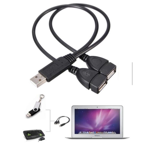 Dây cáp USB 2.0 chia 1 chui đực ra 2 chui cái ( dây cáp USB 1 ra 2 ...