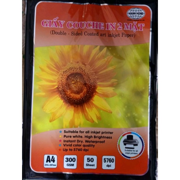 Mua Giấy A4 bóng 2 mặt định lượng 300gsm hoặc 260gsm hoặc 160gsm (50 tờ ...