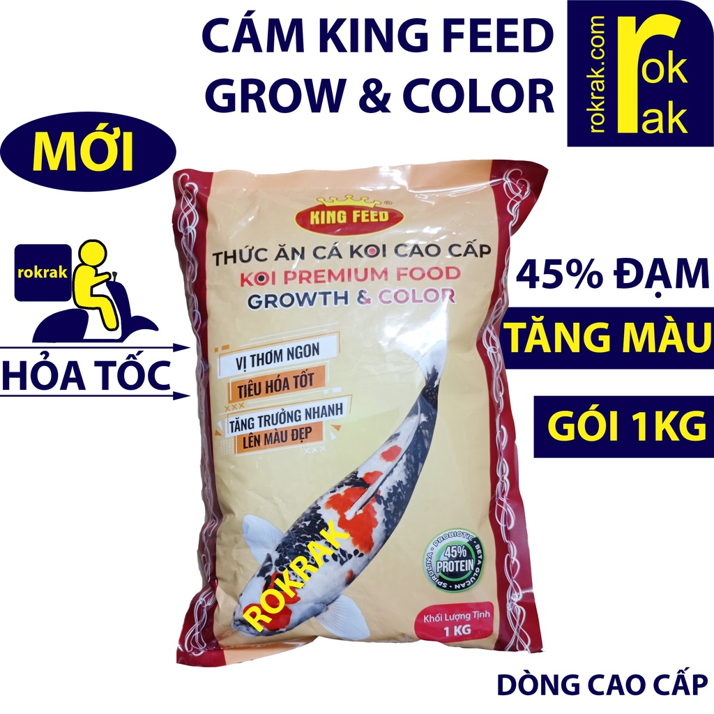 Cám KING FEED GROW & COLOR (Bao 1Kg) đạm cao 45% TĂNG MÀU với công thức ...