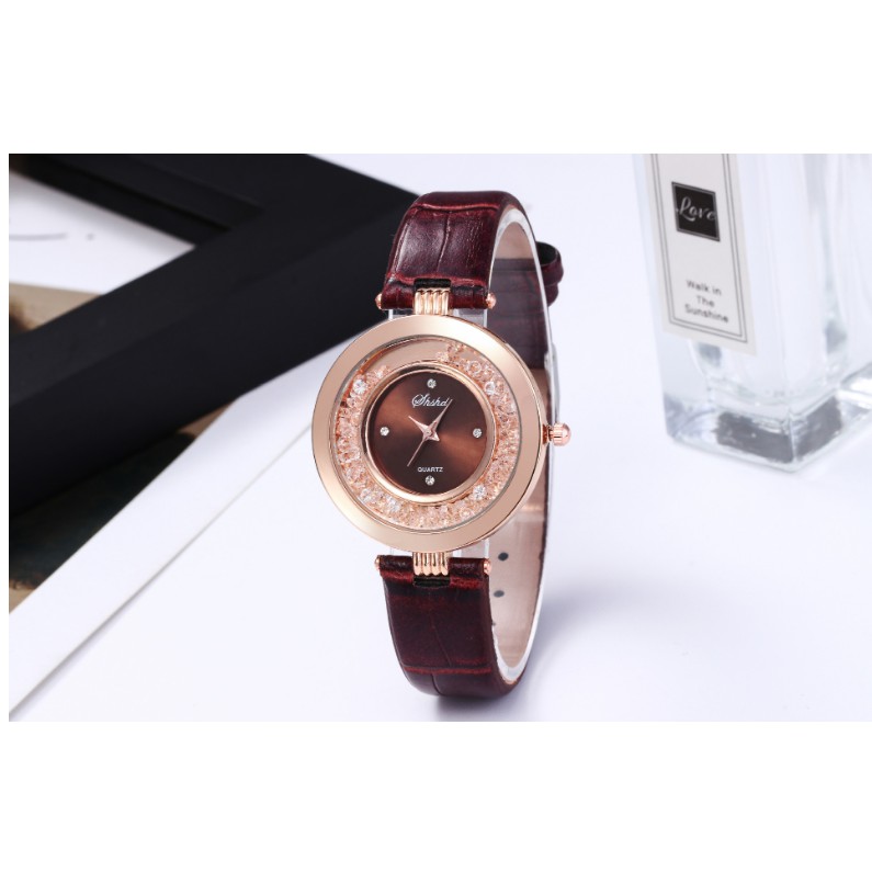 [CỰC ĐẸP] ĐỒNG HỒ NỮ DÂY DA SHDHD MẶT ĐÁ ĐÍNH NGỌC PHONG CÁCH HÀN QUỐC ...