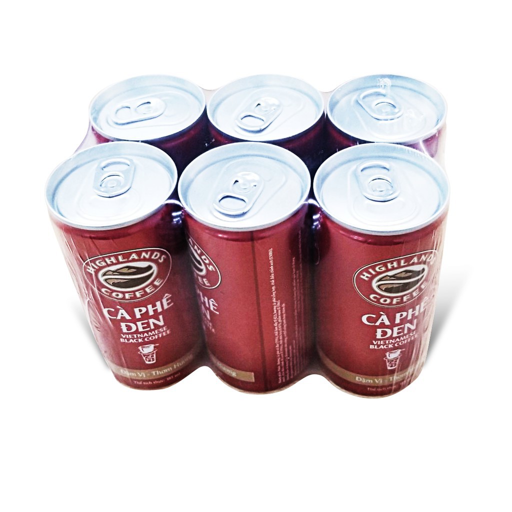 Lốc 6 Lon Cà Phê Đen Highlands Coffee (185ml/Lon) | Shopee Việt Nam