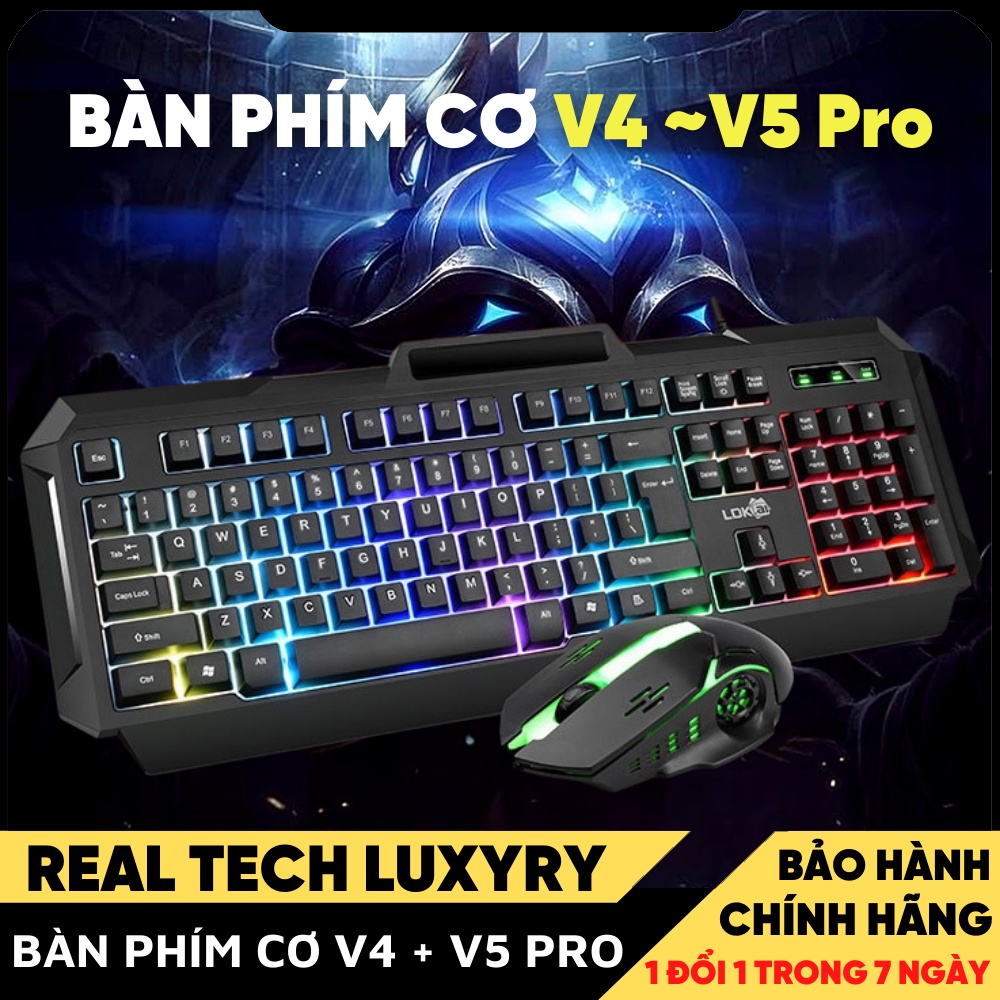 Bàn Phím Cơ V4 / V5 - Bộ Bàn Phím Kèm Chuột Có Dây V4/V5 Pro Full Led 7 ...