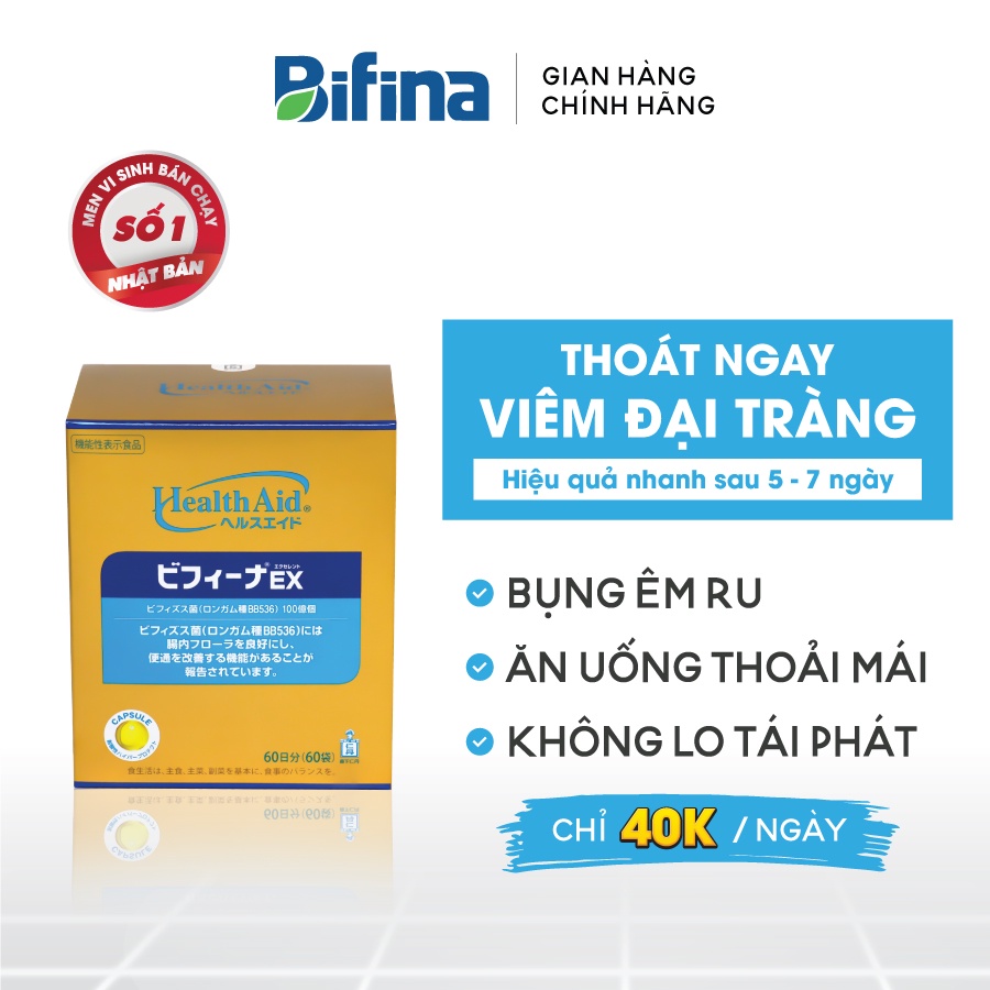 Mua Đại Tràng - BIFINA NHẬT BẢN, loại EX hộp 60 gói hỗ trợ điều trị ...