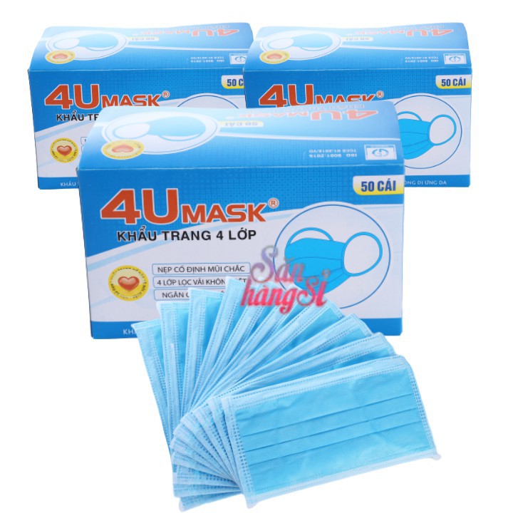 Combo 3 Hộp Khẩu trang y tế 4 lớp than hoạt tính hộp 50 cái kháng khuẩn ...