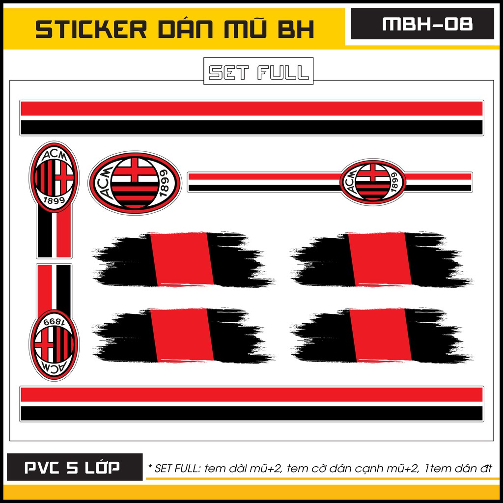 Mua Sticker Dán Mũ Bảo Hiểm Logo AC Milan MBH - 08 | Decal Dán Nón Bảo ...