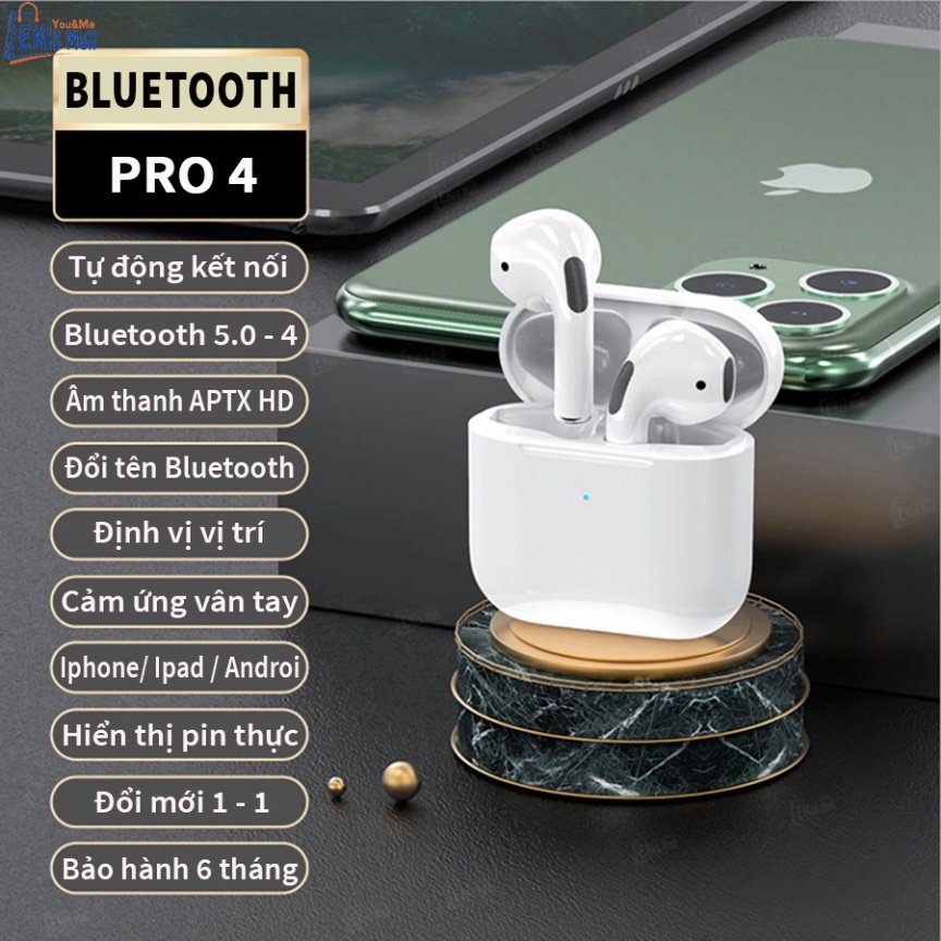 Mua Tai nghe bluetooth iphone android pro 4 bản cao cấp đầy đủ chức năng chính hãng giá rẻ nhất ...