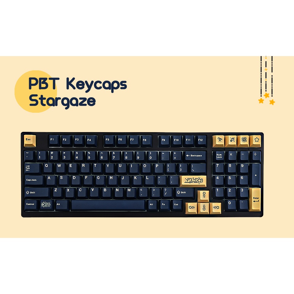 GMK Stargazing Keycaps, 129 Phím PBT Keycaps Cherry Profile DYE-SUB Cá ...
