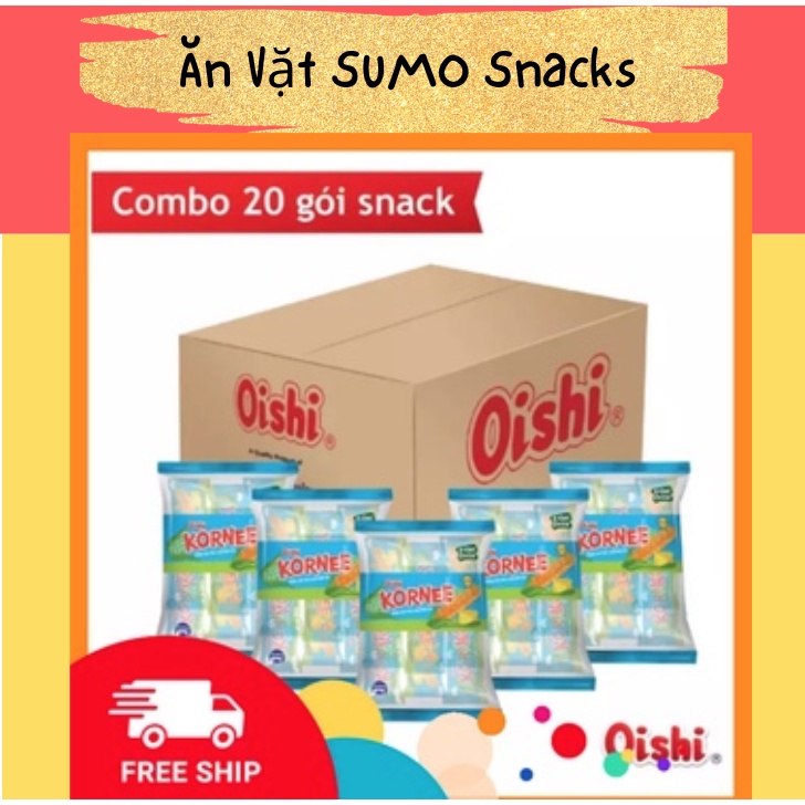 Thùng 20 gói Oishi Snack Bắp Trái Vị Phô Mai Kornee 80g/gói-Ăn Vặt Sumo Snack | Shopee Việt Nam