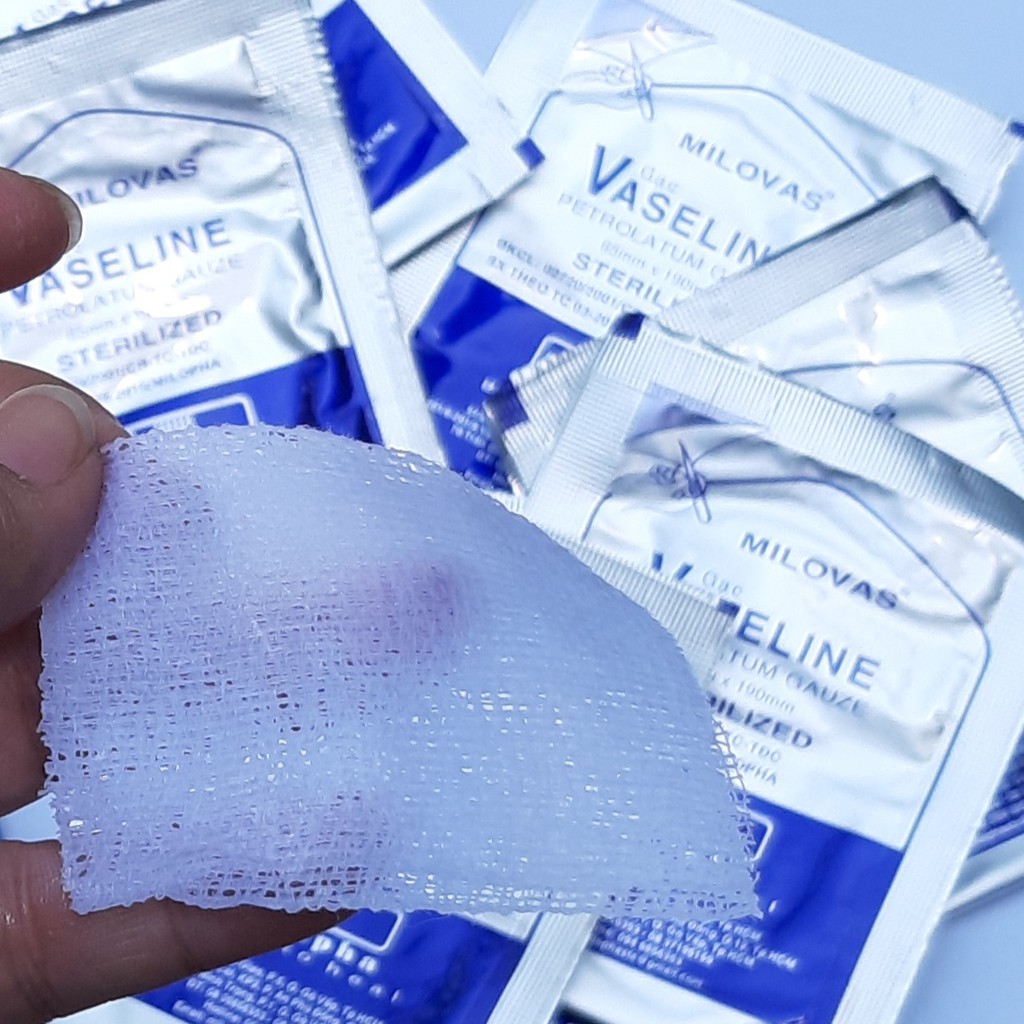 Hộp 10 Túi Gạc Vaseline Milovas 65Mm X 190Mm Gạc Băng Bó Vết Thương ...