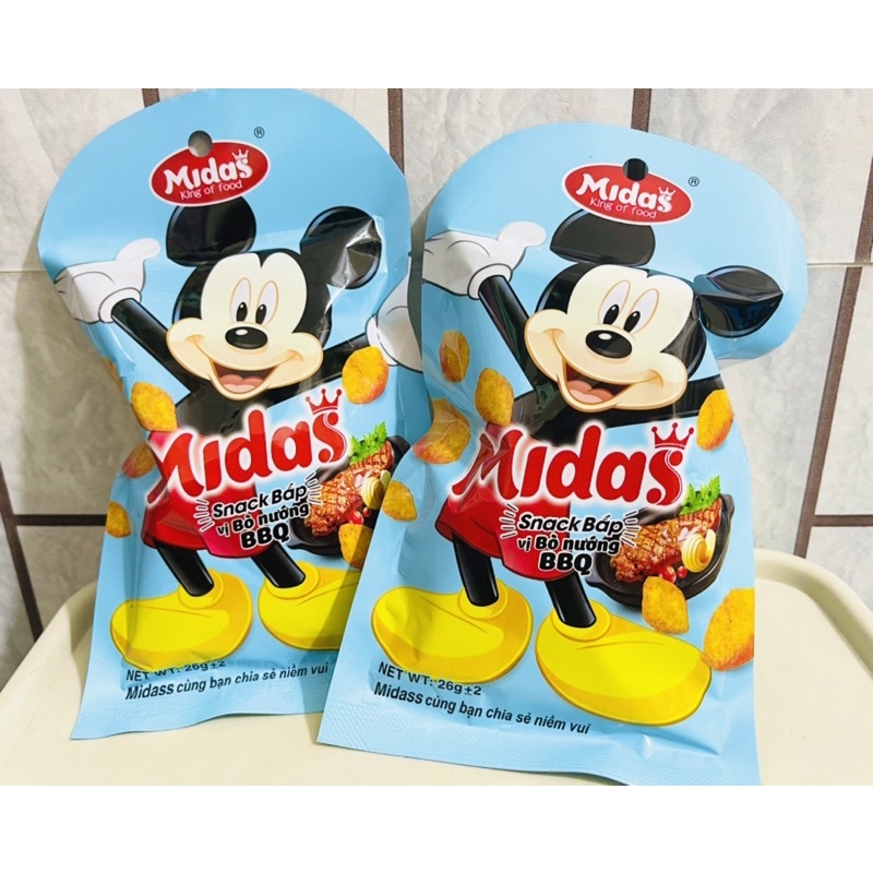 MIDASS Mickey, Combo 10 gói Bim bim snack bắp vị Bò nướng BBQ Midass ...