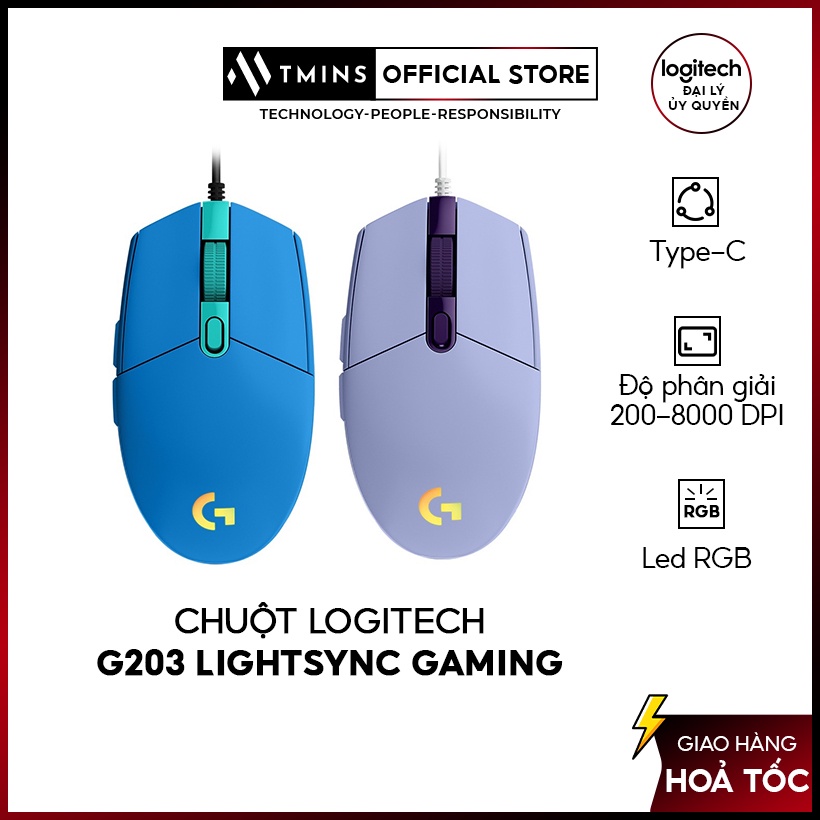 Chuột có dây Logitech G203 Lightsync Gaming - Hàng Chính Hãng | Shopee ...