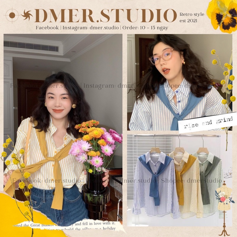 Áo sơ mi mùa hè phong cách retro dmer.studio | Shopee Việt Nam