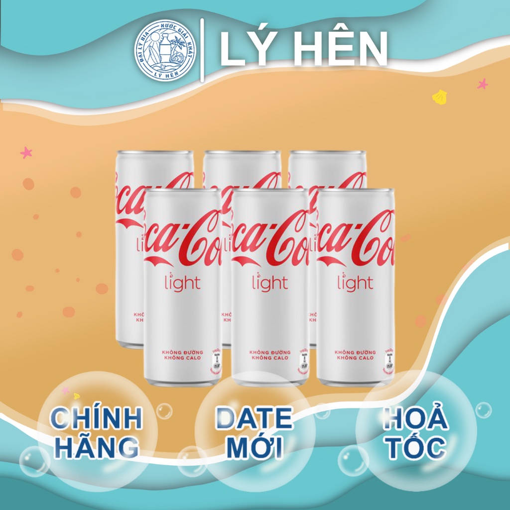 Lốc 6 Lon Nước Ngọt Có Gas Coca Cola Light Không Đường - Không Calo Soft Drink Lon 330ml Date ...