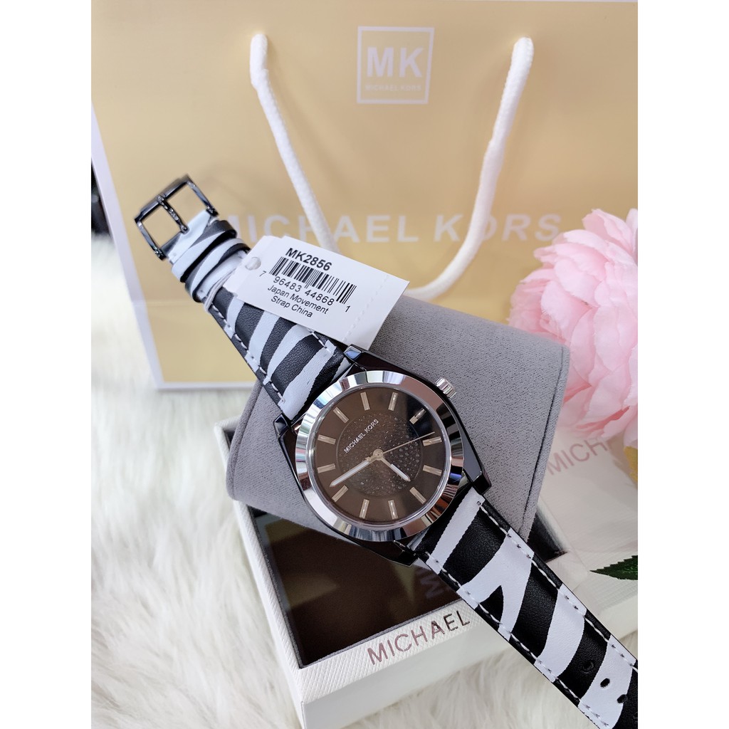 Ladies' Michael Kors Channing Zebra Print Leather Strap
