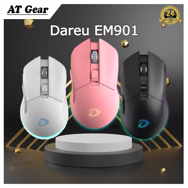 Chuột không dây Gaming DAREU EM901 RGB – PINK (BRAVO ATG4090 sensor ...