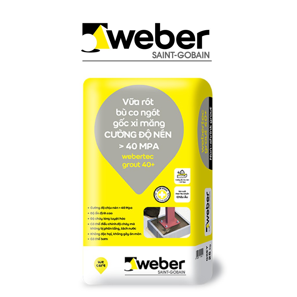 Vữa rót bù co ngót Webertec Grout 40+ gốc xi măng cường độ nén > 40 MPA 25 Kg | Shopee Việt Nam