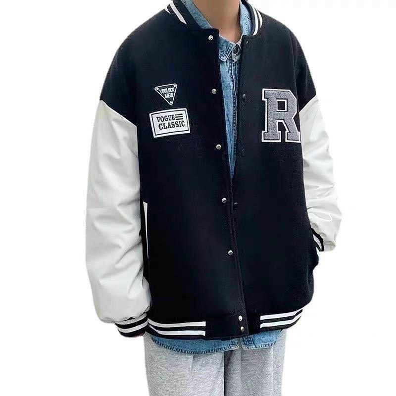 Mua Áo khoác Nam Nữ da lộn 2 lớp kiểu Bomber logo thêu chữ "R" from ...