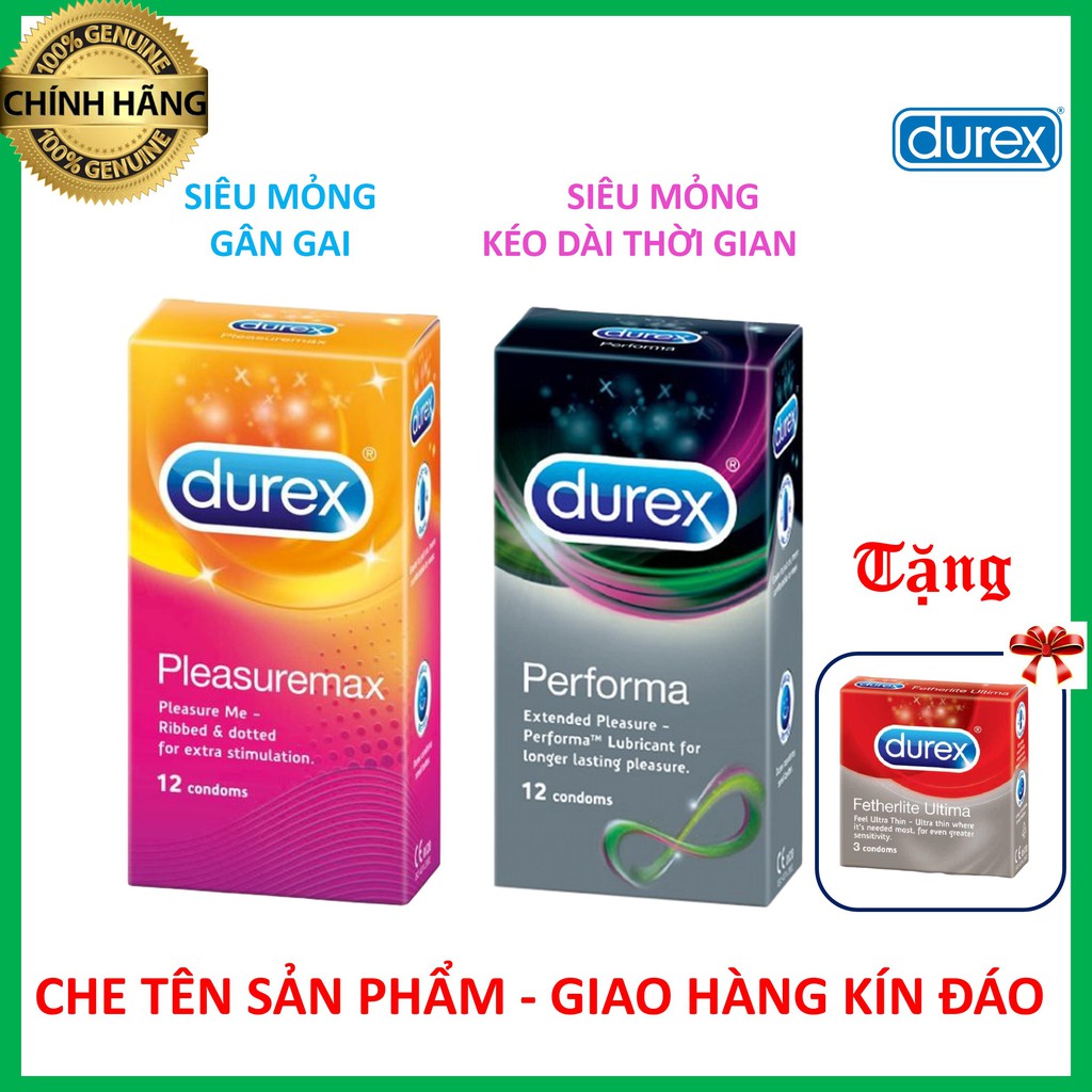 [CHÍNH HÃNG] COMBO 12 bao cao su Durex Pleasuremax + 12 bao cao su Durex Performa | Shopee Việt Nam