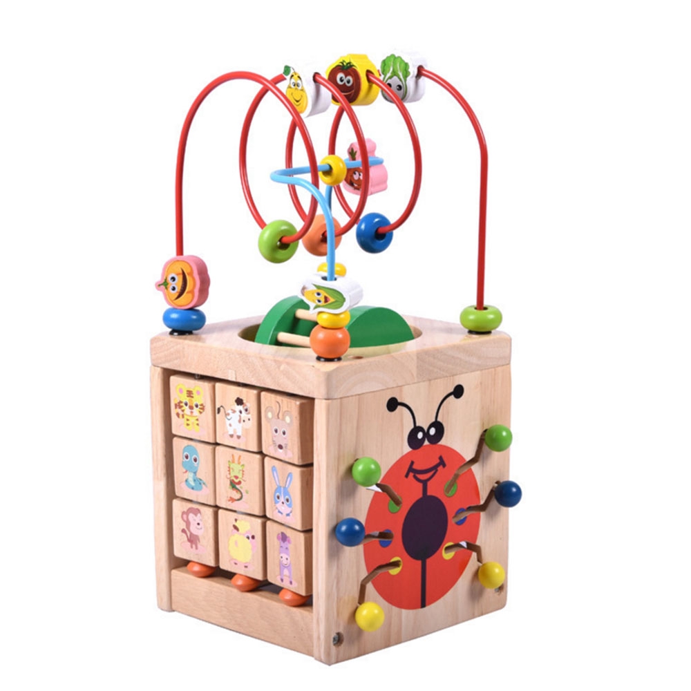 Wooden Activity Cube Bead Maze Abacus Counting Kids Educational Toy ...