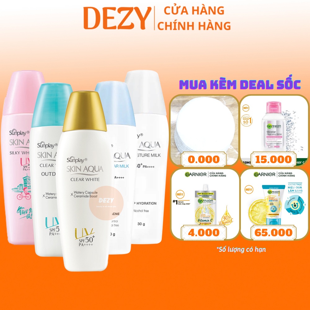 Kem Chống Nắng Skin Aqua Nắp Vàng CHO DA DẦU Clear White Trắng Da Nhạy ...