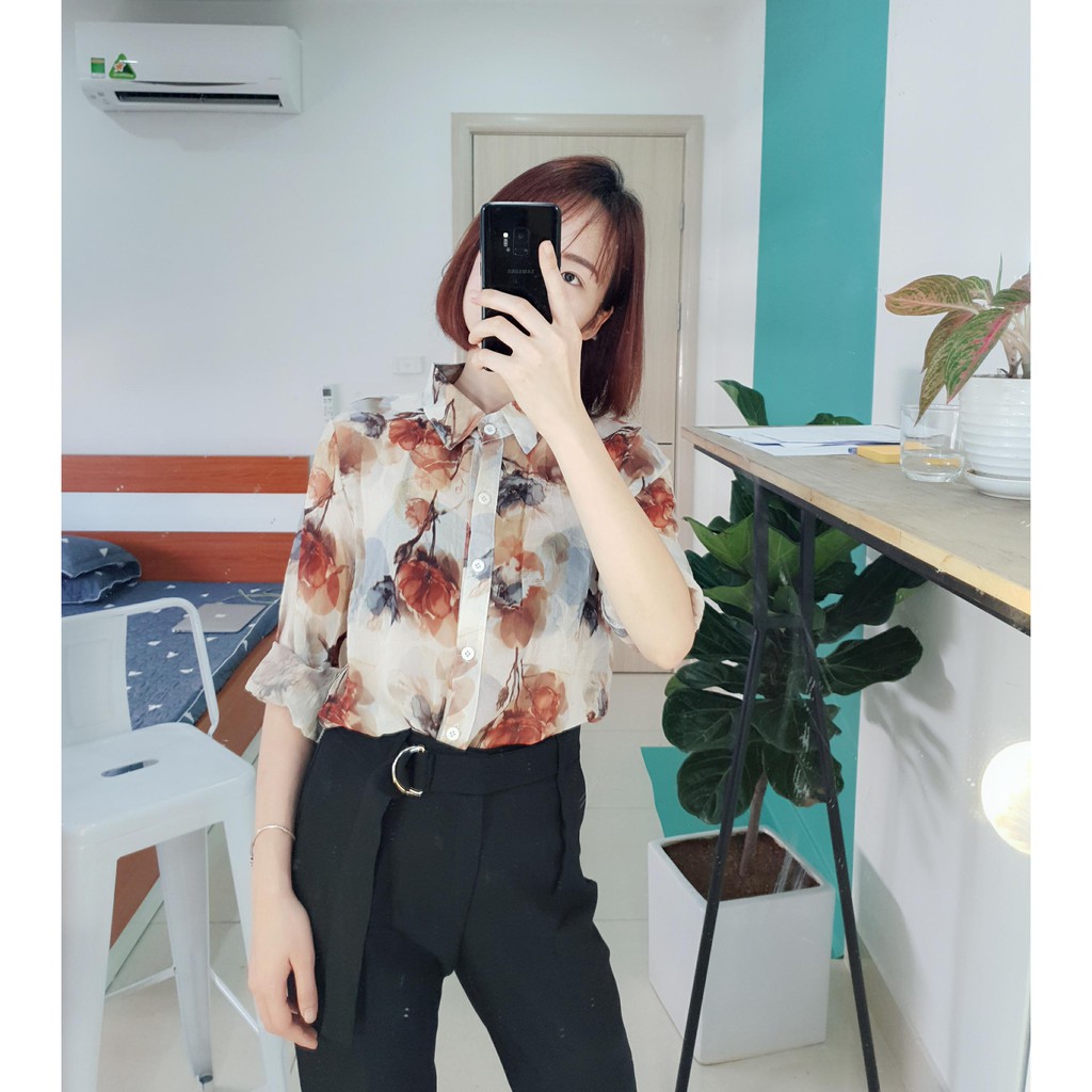 Mua Quần baggy thiết kế BREEZE form chuẩn đẹp ( sơ mi voan hoa tây) giá ...