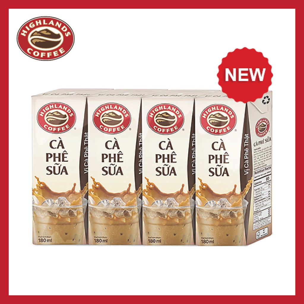 Combo 3 Lốc Highlands Coffee Cà phê Sữa Tetra pack (4 hộp/lốc x 180ml ...