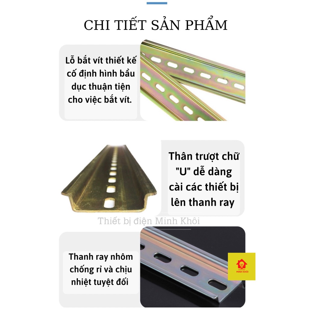 Mua thanh cài át nhôm, thanh ray nhôm cài aptomat, khởi động từ dài 1m ...