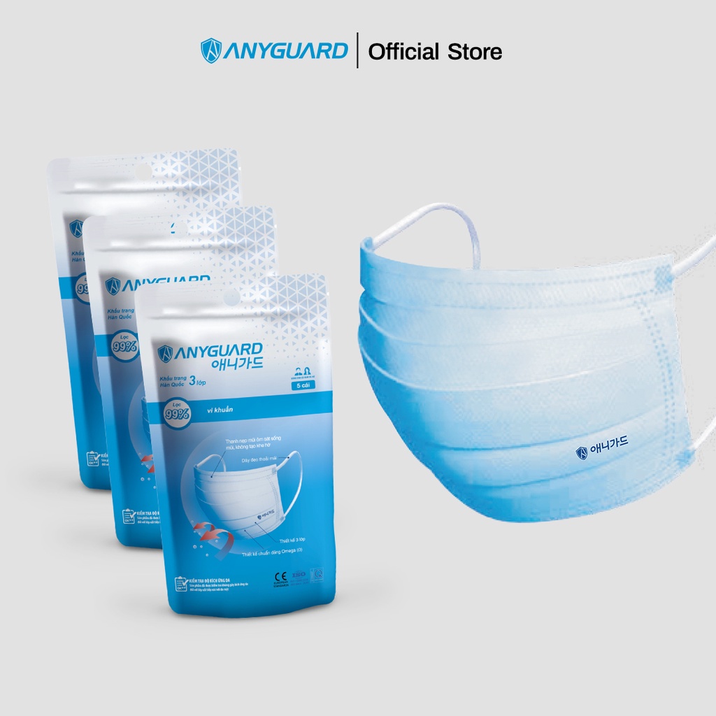 Mua Combo 6 Túi Khẩu Trang ANYGUARD Hàn Quốc 3 Lớp Chính Hãng Cho Người ...