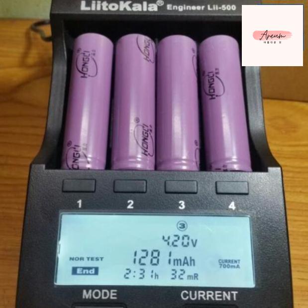 Pin Sạc 18650 Tím HONGCI 1200mah. Dùng cho đèn Pin ,quạt mini. box sạc ...