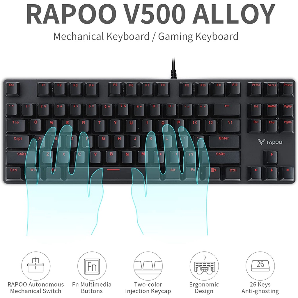 Bàn phím cơ Rapoo V500 Alloy 87 nút ( Không LED- rapoo switch ) giá tốt Tháng 10, 2024