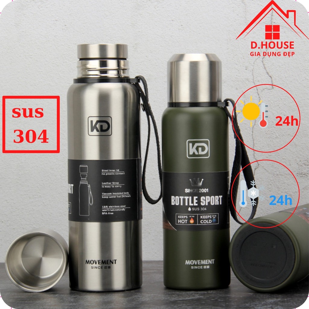 Mua Bình giữ nhiệt inox 304 cao cấp 3 lớp , giữ nóng + lạnh 24h, dung tích 520ml, 750ml, 1000ml ...