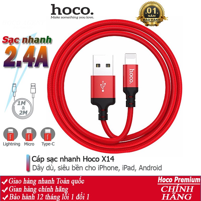 Cáp Sạc HOCO X14 Cao Cap Dài 1m Cho Tất Cả Các Dòng Máy iphone, SÁMUNG ...