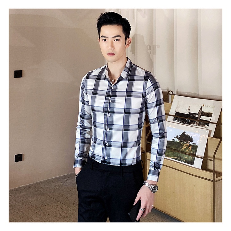 Mua Áo sơ mi nam dài tay họa tiết caro thời trang mới HALLA áo sơ mi kẻ ...