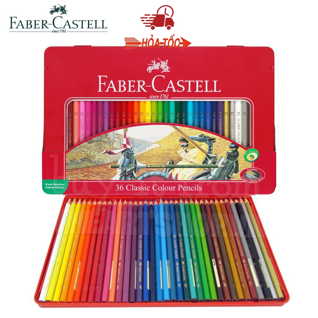 Bút chì màu Classic Knight Faber Castell 36 màu hộp thiếc | Shopee Việt Nam