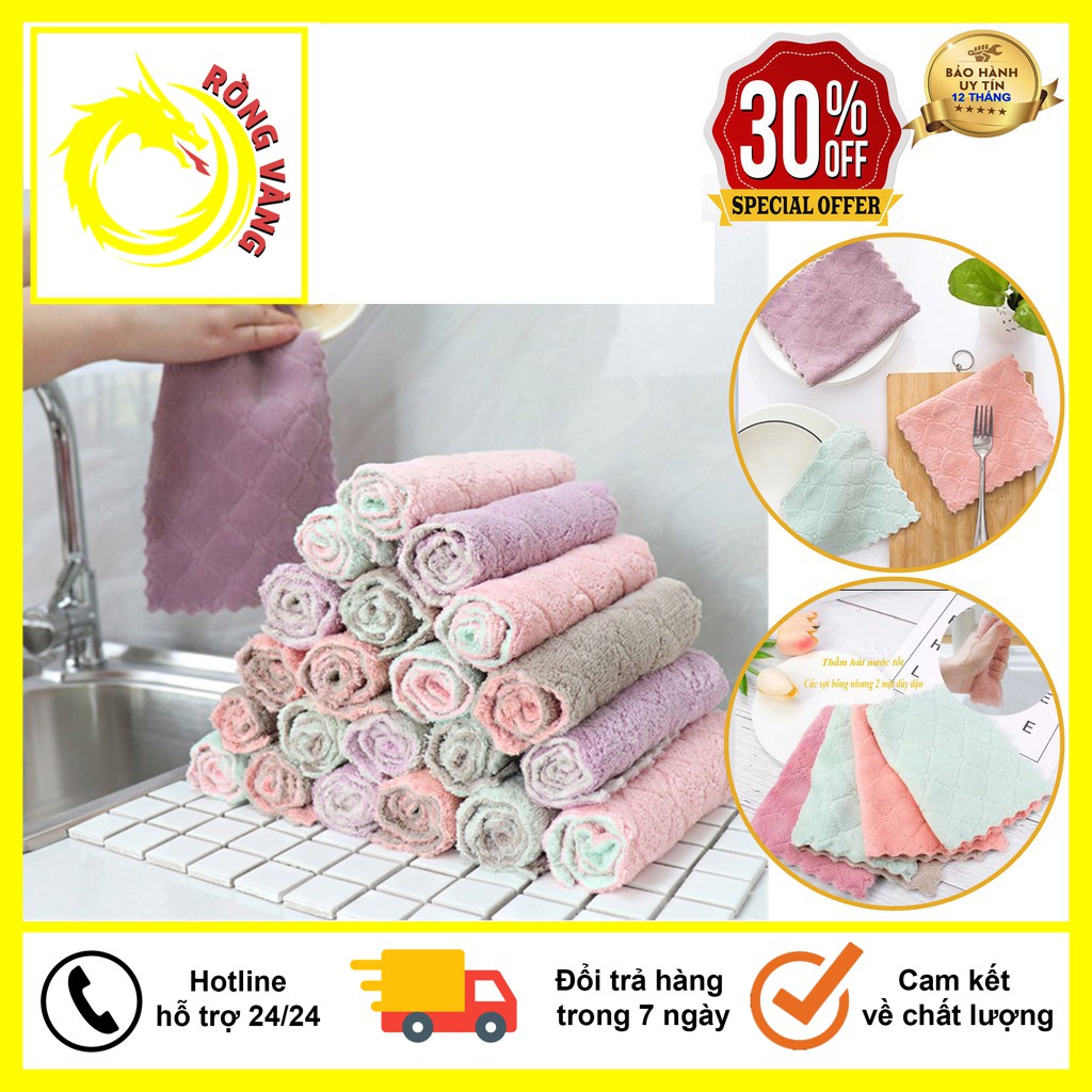 Khăn Lau Tay, Khăn Lau Bếp 2 Màu Đa Năng Siêu Mềm, Siêu Thấm Nước, Giặt ...