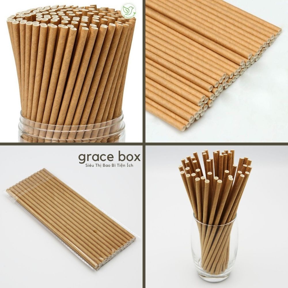 Mua {Gía Sỉ} Túi 25 Ống Hút Giấy Kraft Nâu Bảo Vệ Môi Trường Tiện Lợi ...