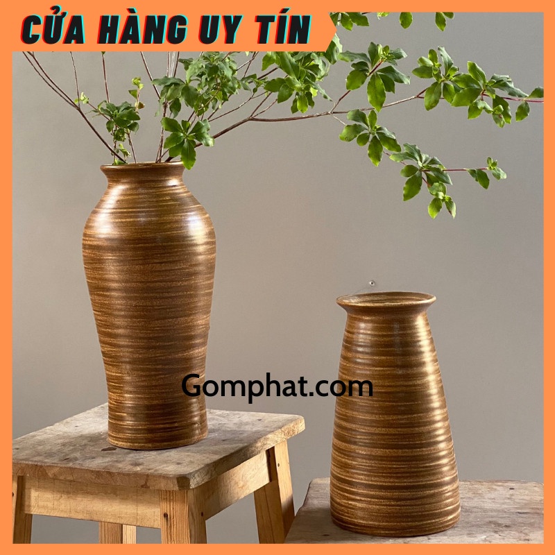 Mua Lọ hoa gốm sứ- Bình cắm hoa gốm mộc men nâu Bát Tràng trang trí nhà ...