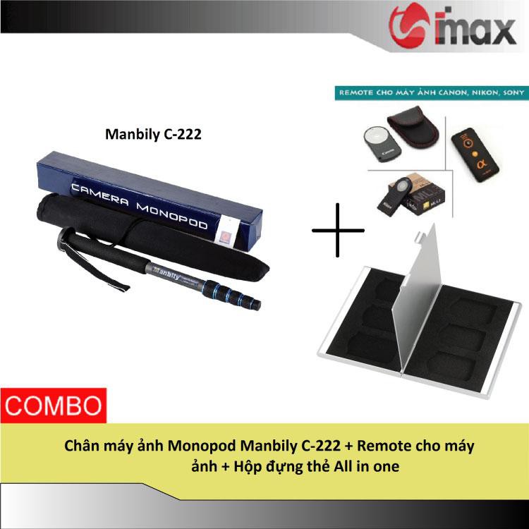 Chân máy ảnh Monopod Manbily C-222 + Remote cho máy ảnh + Hộp đựng thẻ ...