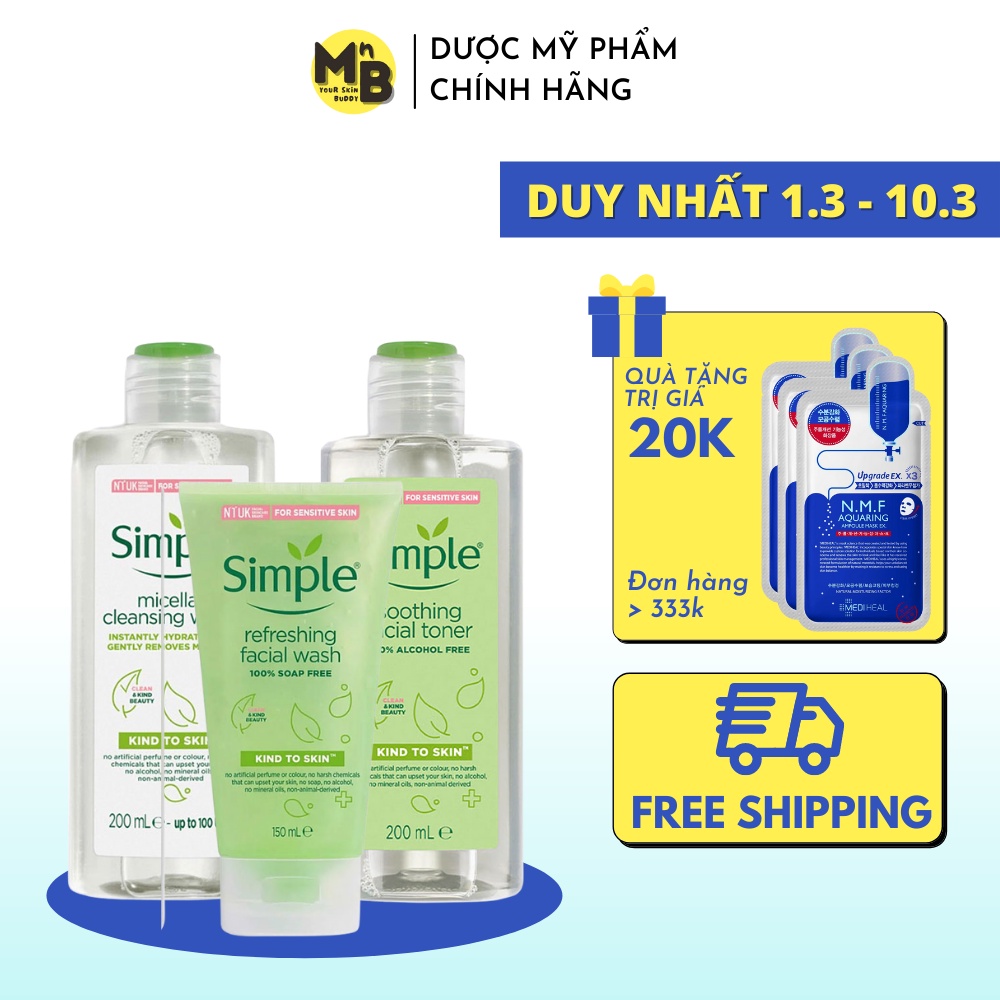 Combo Simple Toner Simple Sữa Rửa Mặt Simple Tẩy Trang Simple | Shopee ...