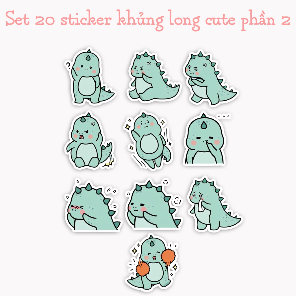 Mua Set 20 Sticker Khủng Long Con Cute, hình dán trang trí điện thoại ...