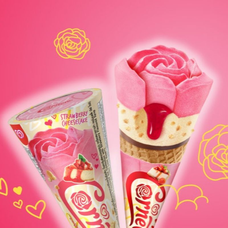 Mua (HỎA TỐC) KEM ỐC QUẾ HOA HỒNG DÂU PHÔ MAI WALL'S CORNETTO ...