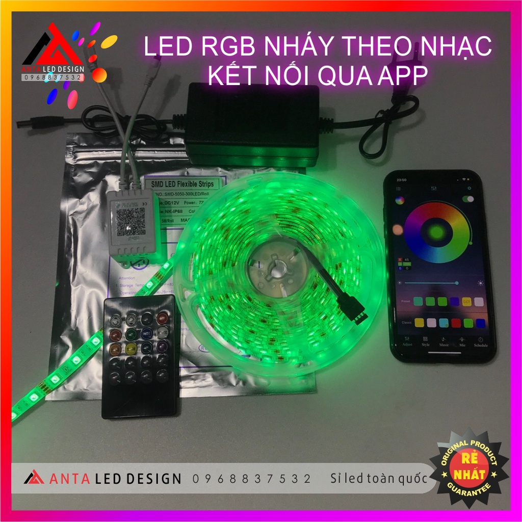 Mua Dây đèn led đổi màu RGB 5m điều khiển bằng điện thoại nháy theo ...