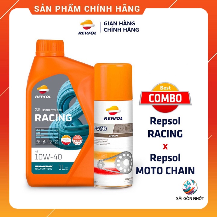 Mua Dầu nhớt Tổng Hợp Repsol Racing 4T 10W40 1L phiên bản 2022 + Xịt ...