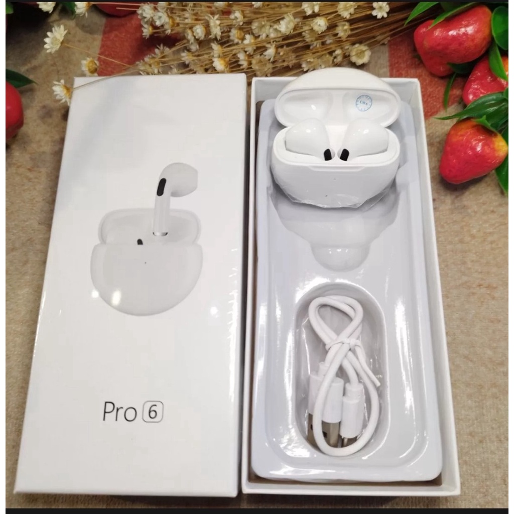 Tai nghe bluetooth không dây Pro 6 TWS tai phone nghe nhạc mini giá rẻ ...