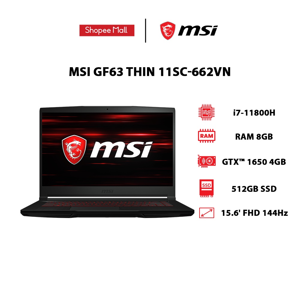Laptop MSI GF63 Thin 11SC-662VN i7-11800H | GeForce®GTX 1650 4GB ...