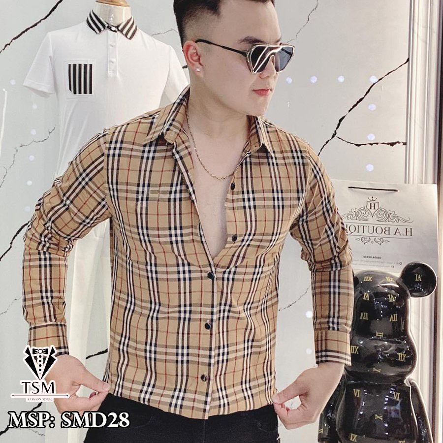 Mua COMBO Aó sơ mi nam nữ Dài Tay Kẻ Caro HALLA Form body Lụa Sang ...