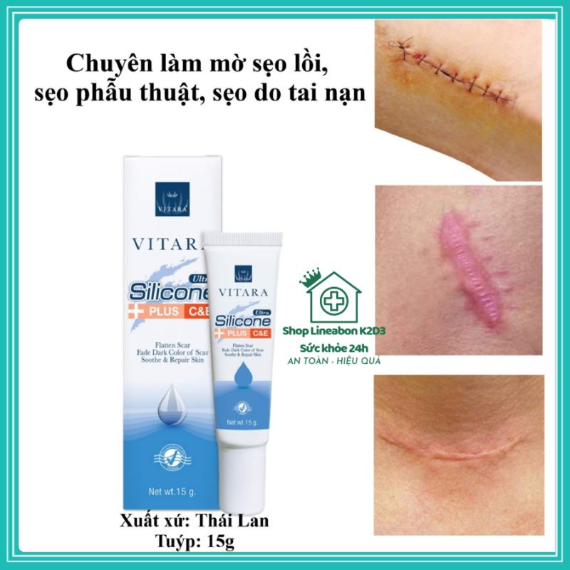Vitara Ultra Silicone Kem Thoa Sẹo Lồi, Sẹo Mổ, Sẹo Do Tai Nạn Tuýp 15g ...