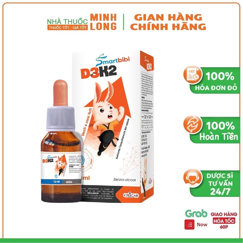 Smartbibi D3K2 Bổ sung vitamin D3 K2 Tăng cường hấp thu canxi Giúp ...