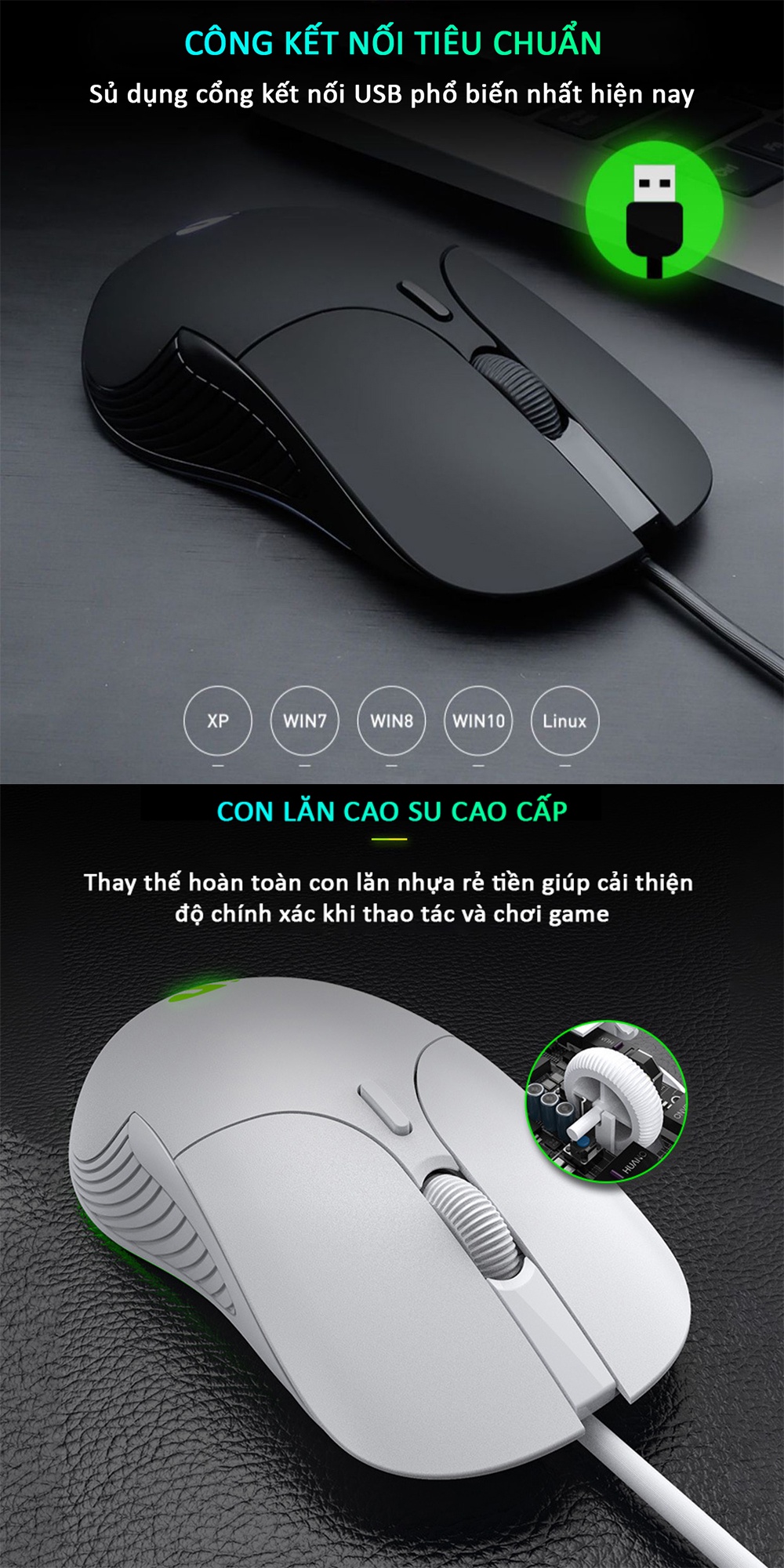 Chuột máy tính chơi game Sidotech Inphic PB1 bản có dây DPI 3600 thiết ...